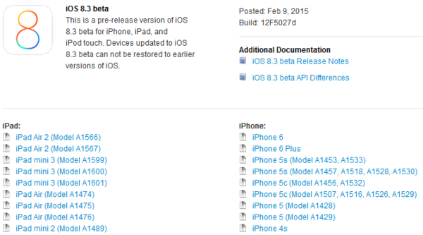 iOS 8.3 bêta 1 disponible sur iPhone, iPad & iPod Touch